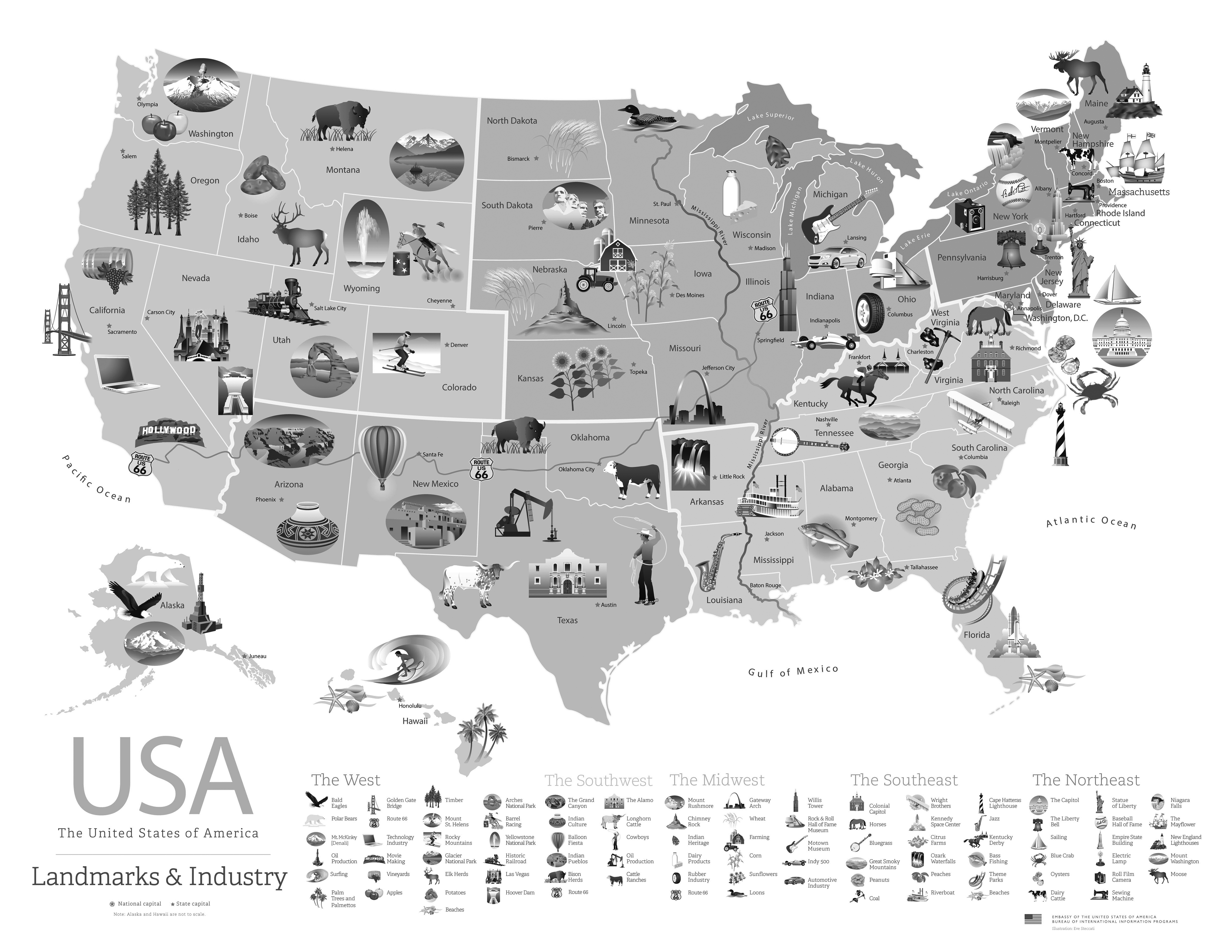 U.S. Landmarks and Icons Map – Speakeasy News